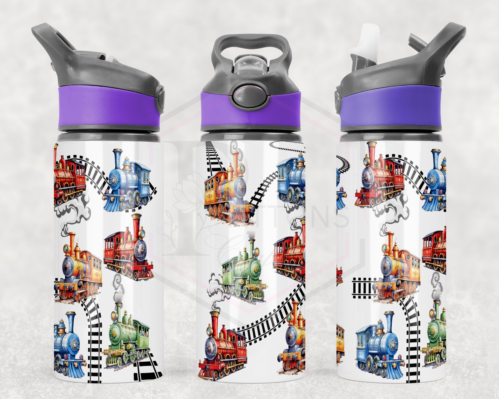 Kids Water Bottle | Trains | Personalised water bottle – Patton's Crafts